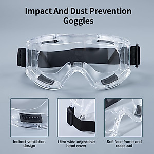 Gas Masks Survival Nuclear and Chemical, Reusable Respirator Mask with Safety Goggles and 4 Pcs 2097 Activated carbon filter cottons for Organic Vapors, Formaldehyde, Painting, Dust ,Chemical, Fume