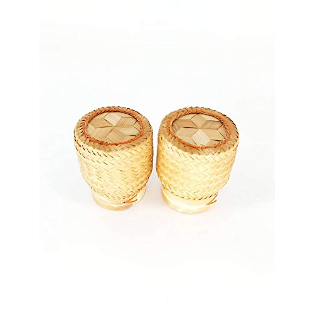2 Sets of Mini Basket Size 8x8x11 cm. Handwoven Handmade Sticky Rice Serving Basket from Natural Bamboo