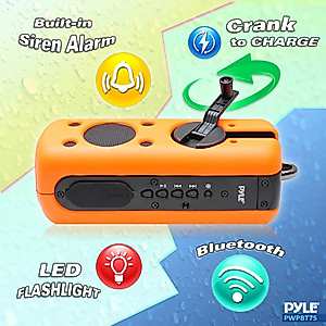 Pyle Sound Box Splash Sports Portable Speaker - Wireless Rugged Waterproof Bluetooth Compatible audio Stereo with AUX In Jack, Rechargeable Battery - iPhone Android iPad, MP3 PWPBT75OR (Orange)