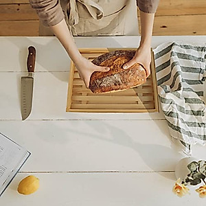 UPKOCH Meat Platter Wood Serving Tray Display Rack: Wooden Rectangular Tray with Handles Drain Tray Ottoman Coffee Table Platters for Food Breakfast Pastries Snacks Makeups Fruit Tray Platter