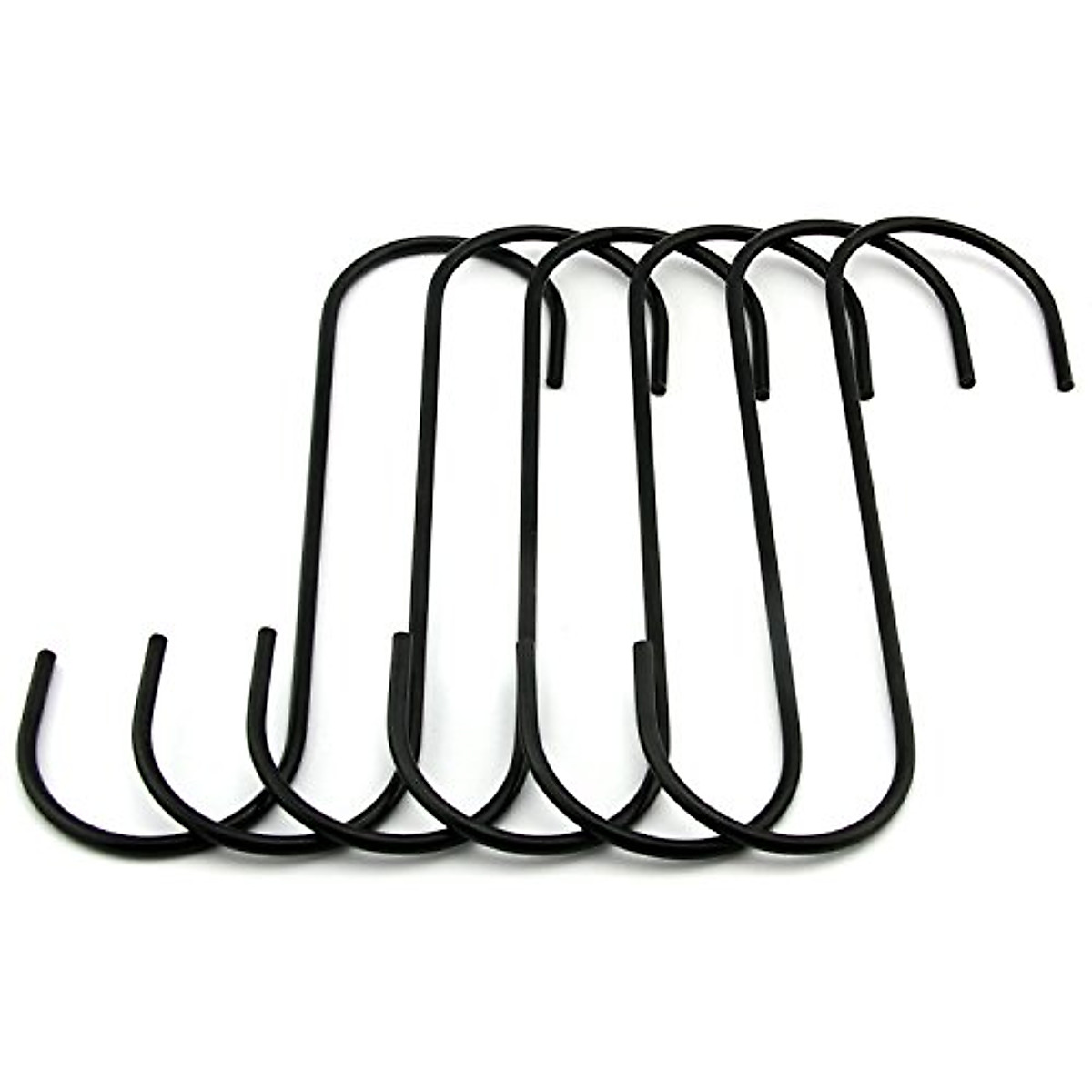 RuiLing 6.5" Black Antistatic Coating Steel Hanging Hooks S Shaped Heavy-Duty S Type Hooks,Best for Kitchenware, Pots, Utensils, Plants, Towels, Gardening Tools, Clothes.Set of 6