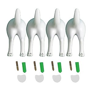 Dog Tail Coat Hooks for Wall,lastic Wall-Mounted Hat Hanger Hooks,Cute Towel Hooks for Bathroom,Decorative Dog Butt Wall Peg for Hanging Coats,Bags,Key,Purse,Dog Leash (White)