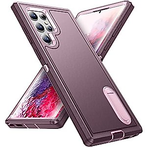 MYY for Galaxy S22 Ultra Case, Heavy Duty Shockproof Anti-Scratch Rugged Protective Case with Kickstand for Samsung Galaxy S22 Ultra 6.8 Inch 2022 (Fuchsia/Pink)
