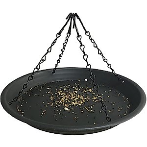 12.8" Platform Bird Feeder,Large Hanging Tray Squirrel Feeder,Wild Bird Seed Catcher Tray,Bird Viewing,for Attracting Birds Outdoors,Yard Garden,Backyard Decoration,Gift Ideas for Bird Lovers, Black