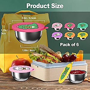 holoith Salad Dressing Container To Go,6 Pcs 2.4 oz Condiment Cups Small Containers with Lids Stainless Steel Sauce Containers for Lunch Box Leak Proof Reusable Lunch Box Containers