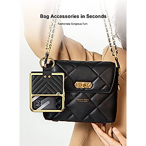 BAILI Samsung Galaxy Z Flip4 Leather Case with Finger Ring Holder Built-in Camera Cover & Screen Protector Samsung Z Flip4 Cover V Shape Pattern Design Leather Case for Z Flip 4 5G-Black