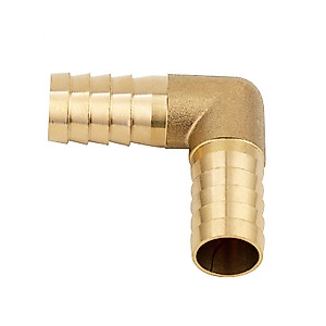 Yoebor Brass Hose Barb Fitting 90 Degree Elbow, 5/8" Barbed x 5/8" Barbed, Fuel/Air/Water/Boat/Gas/Oil WOG (Pack of 2)