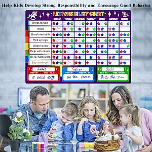 Chore Chart for Kids, USFY Strong Magnetic Dry Erase Responsibility Chart for Multiple Kids, Good Behavior Reward Chart for Wall or Refrigerator at Home(Purple)