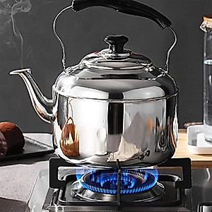 Food Grade Stainless Steel Tea Kettle Stove Top Whistling Silver Teapot,Large Capacity,Gas Electric Applicable (Size : 4L)