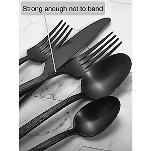 Alata Ripple 20-Piece Black Silverware Set Stainless Steel Flatware Set,Service for 4,Cutlery Set,Dishwasher Safe