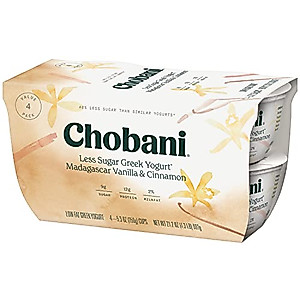 Chobani® Less Sugar Low-Fat Greek Yogurt Madagascar Vanilla Cinnamon 5.3oz 4-pk