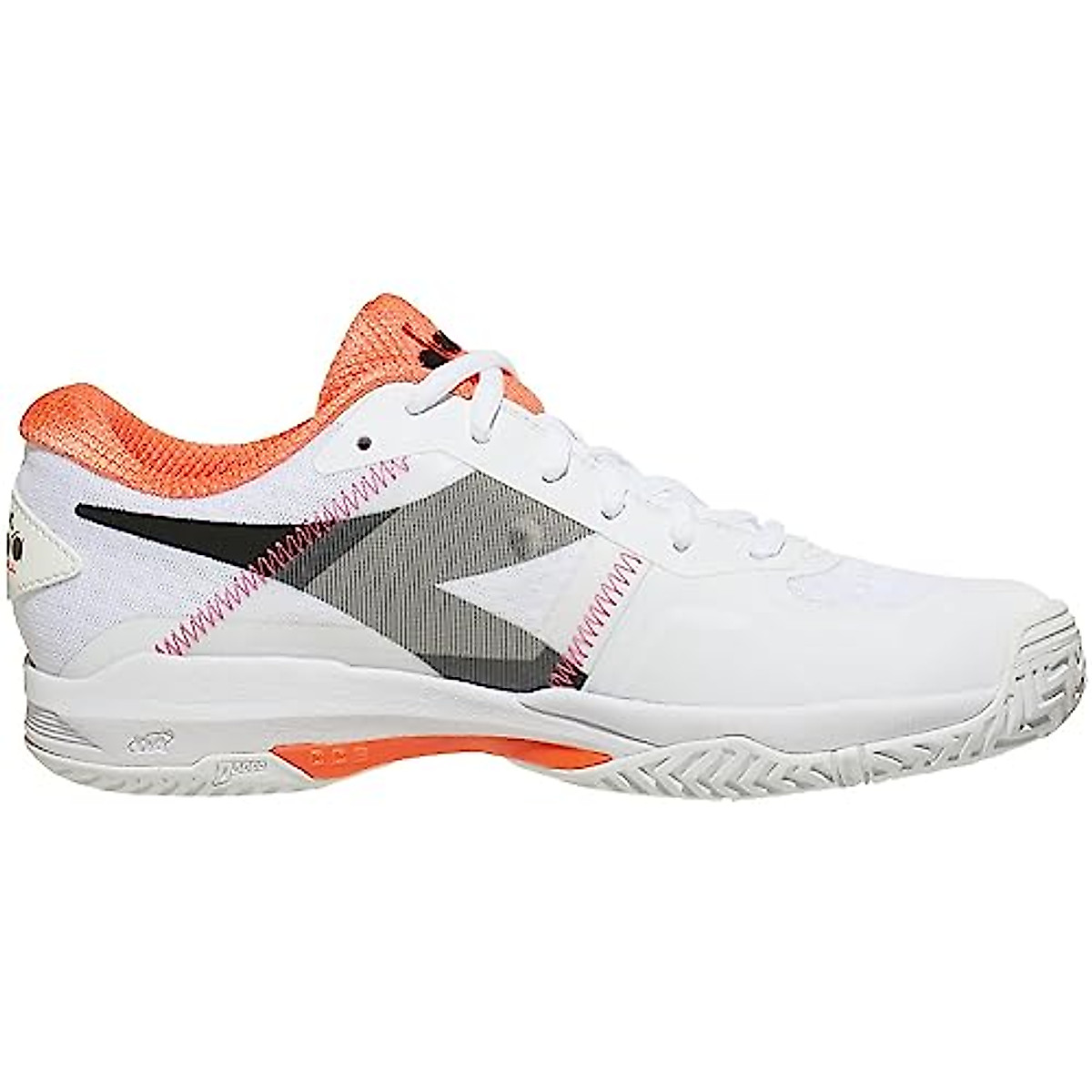 Diadora Trofeo W All Ground Pickleball Tennis Shoes (White/Black/Vermillion, 9)