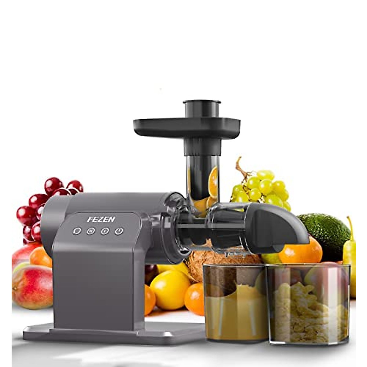 Juicer Machines, Fezen Slow Masticating Juicer Extractor, Cold Press Juicer with Two Speed Modes, Quiet Motor/Reverse Function, Higher Juice Yield Slow Juicer for Vegetables & Fruits, Easy to Clean
