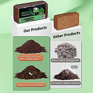 Hamiledyi Compressed Coconut Fiber Substrate,2 Pcs Tortoise Bedding Bricks Natural Hermit Crab Soil Soft Reptiles Terrarium Supplies for Snake Bearded Dragon Gecko Tarantulas Ball Python