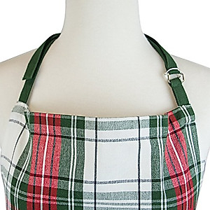 DII Unisex Kitchen Christmas Apron for Women & Men Adjustable Ties and Large Front Pockets, One Size, Holiday Plaid
