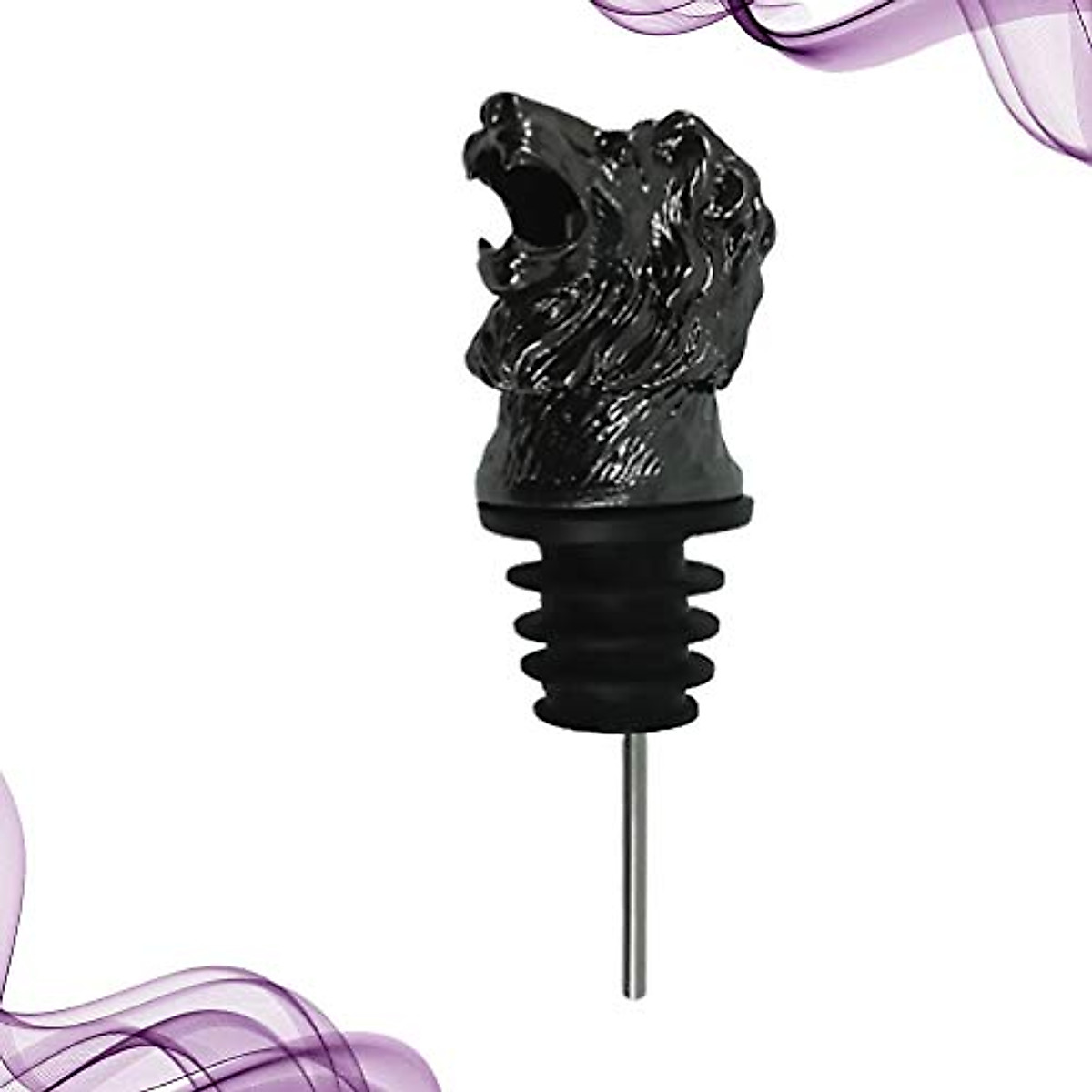 Bottle Spout Wine Stopper Pourer Reusable Bottle Stopper Wine Spout Pourer Bottle Toppers for Stainless Steel Wine Pourer Lion Wine Stopper Glass Animals Wine Bottle Bracket
