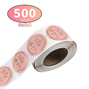 Louise Maelys 1.5 Inch 500PCS Thank You Stickers Small Business Pink Paper Sealing Stickers Round Thank You Label Tags for Packaging, Gifts, Shopping Bags and Envelope Seals