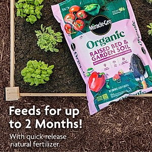 Miracle-Gro Organic Raised Bed & Garden Soil with Quick Release Natural Fertilizer, Peat Free, 1 cu. ft.