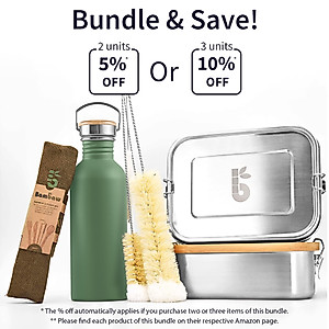 Bambaw Travel Water Bottle 32oz, Green Water Bottle No Straw, Non-insulated Single Wall Stainless Water Bottle, Hiking Water Bottle, 1 Liter Water Bottle with Handle – Sage Green