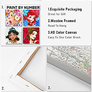 KYOQFVN 4 Pack Cartoon Paint by Number for Kids Ages 4-8-12, Easy Acrylic Paint by Number for Kids Framed Canvas, Oil Painting Paint by Number Kits for Kids Wall Decor 8x8in(Framed)