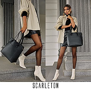 Scarleton Tote Bag for Women, Top Handle Purses, Satchel Handbag, Faux Leather Hobo, Shoulder Bag, Crossbody Bag, H1156208101 - Black