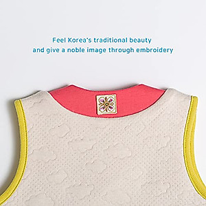 SWEETDEW Unisex Infant Baby Girls Boys Organic Cotton Vest, Sleeveless Coat,Lightweight Hanbok Vest, Contemporary Korean Style (Off White)