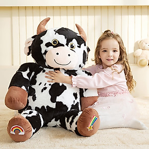 EARTHSOUND Giant Cow Stuffed Animal Plush Toy,Large Jumbo Cute Soft Toys,Big Size Huge Fluffy Plushy Oversized Fat Plushie,Gifts for Kid