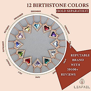 Leafael Ivy Heart Necklaces for Women, 925 Sterling Silver Chain, Emerald Green May Birthstone Crystal Geometric Pendant, 18K Rose Gold Plated, Jewelry Gifts for Her, I Love You to The Moon and Back