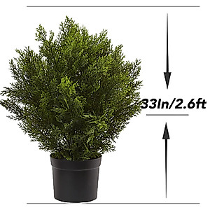 momoplant —24Inch/2 FT Outdoor Artificial Boxwood Garden Torch Shaped Topiary Tree Artificial Topiaries Bushes Potted Fake Plants Outdoor/Indoor Decor（Set of 2）