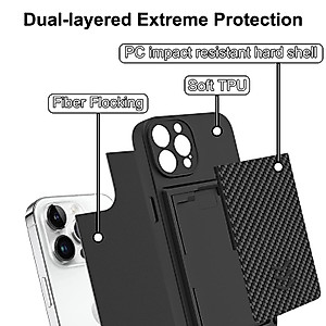 Karrint Compatible with iPhone 13 Pro Max Case with Card Holder Shockproof Scratch-Resistant Full Camera Protective Wallet Case for iPhone 13 Pro Max for Women Men Black