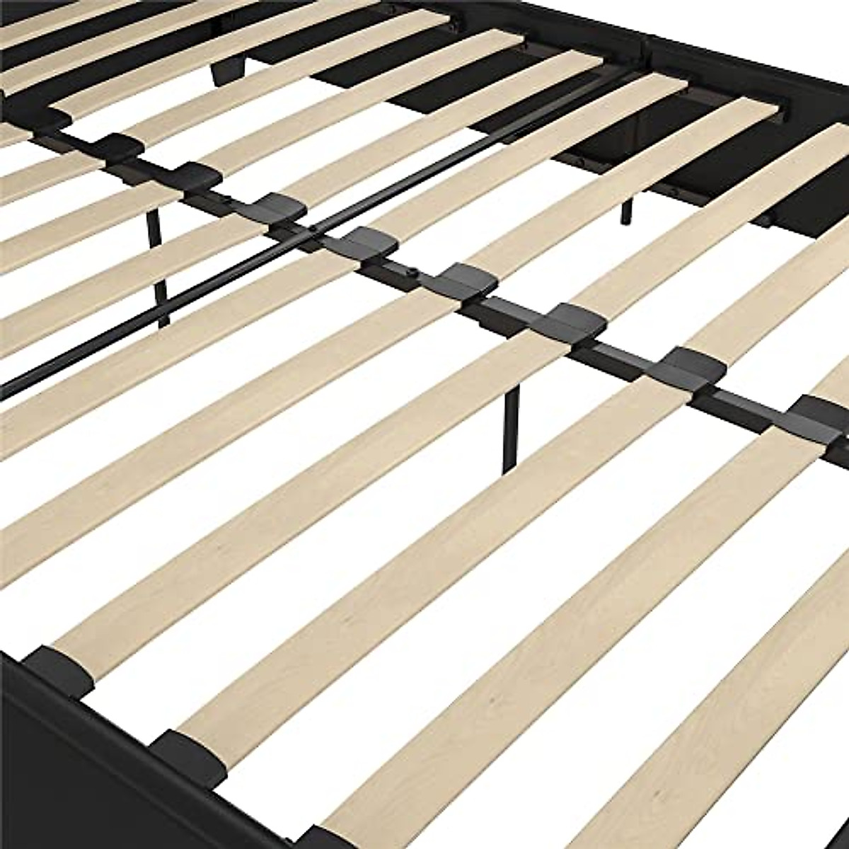 DHP Dakota Upholstered Platform Bed with Diamond Button Tufted Headboard and Footboard, No Box Spring Needed, Queen, Black Faux Leather