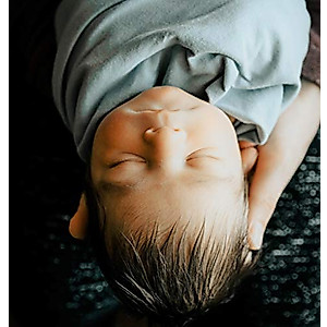 Ely's & Co. Cotton Knit Jersey Swaddle Blanket and 2 Beanie Baby Hats Gift Set, Large Receiving Blanket (Dusty Blue)