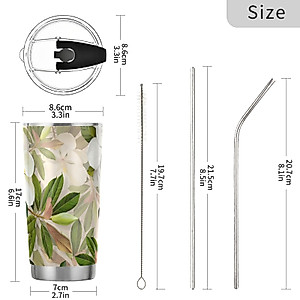 susiyo White Magnolia Flowers Insulated Cup 20 oz Double Wall Vacuum Stainless Steel Coffee Mug for Car