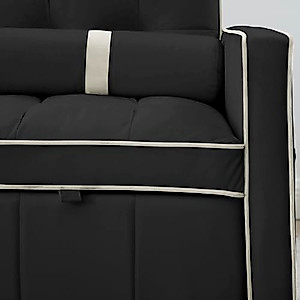 akucvor 55.5" Sleeper Sofa Bed, Convertible 3 in 1 Loveseats Sofa Bed with Side Pockets, Multi-Function Velvet Pull Out Sofa Bed with Adjustable Backrest for Living Room Bedroom, Black