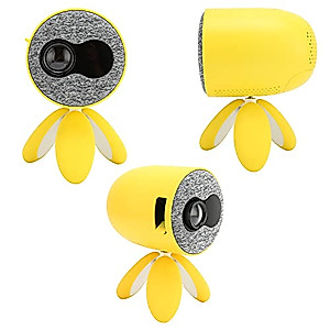 Mini Projector, ABS Yellow Portable Mini LED Video Projector Cute Creative Appearance,with A 360 Degree Rotatable Tripod,for Home and Outdoor Entertainment(US)