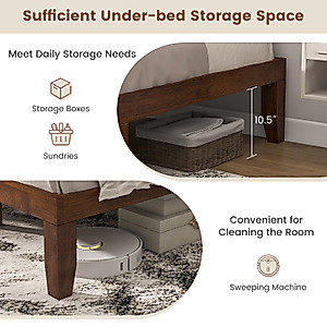 Giantex 14 Inch King Wood Platform Bed Frame, Minimalist Style Mattress Foundation with Solid Rubber Wood, Heavy Duty Wood Slat Support, Without Headboard, Easy Assembly, No Box Spring Needed, Walnut