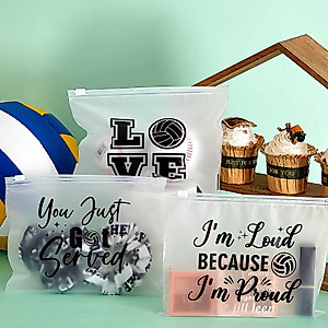 Saintrygo 54 Pieces Volleyball Pouch EVA Matte Small Makeup Bag with Words Volleyball Gifts Volleyball Party Bags Sport Waterproof Cosmetic Bags Portable Volleyball Pencil Case with Zipper for Women