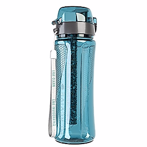 Invigorated Water Alkaline Water Filter Bottle With Carry Case - Enhanced Hydration - Integrated Water Filtration System - Portable Alkaline Water Bottle - PH Water Bottle Alkaline - 25oz-750ml (Aqua)