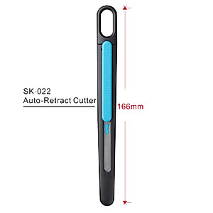 Slim Pen Knife Box Cutters Retractable Safety Box Cutter - Auto Retractable, Precision - Perfect for Trimming, Crafts, Opening Letters, Packages and PCB Board Work (Blue)