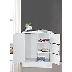 Contemporary Home Living 38.5" White Multipurpose Bookcase with Doors