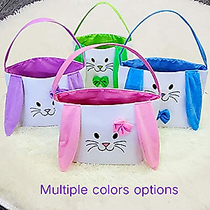 Poptrend Easter Basket Bags,Bunny Easter Bucket，Easter Eggs/Gift Baskets for Kids,Bunny Tote Bag Bucket for Easter Eggs,Toys, Candy,Gifts (Blue)