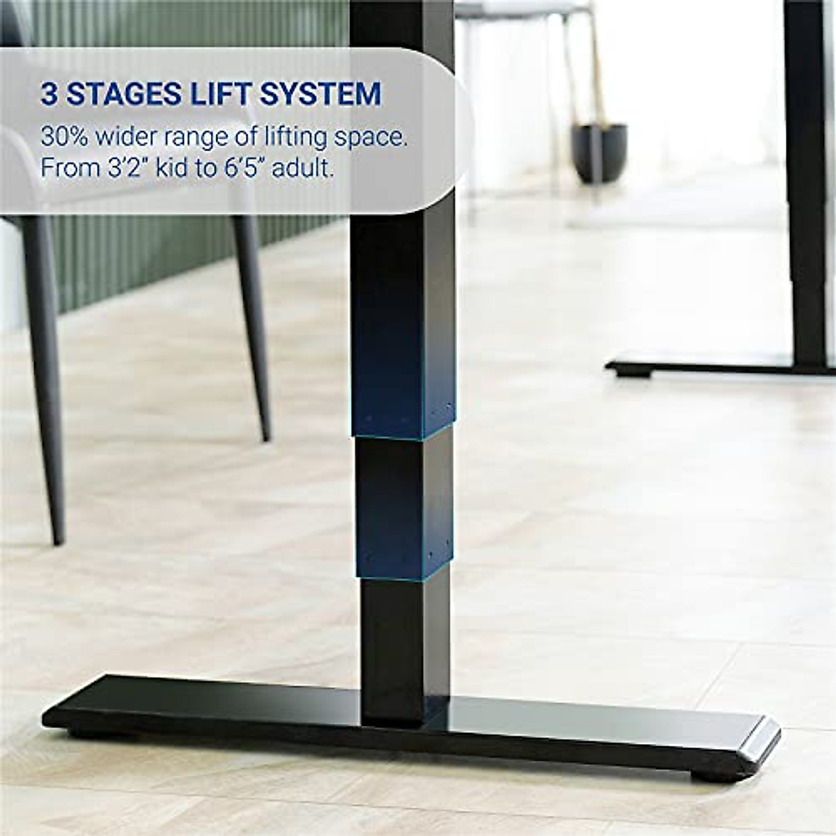 FLEXISPOT EP4 Classic Electric Standing Desk 63"x30" Inches Dual Motor 3 Stages Height Adjustable Desk Stand Up Desk with USB Charging Port and Hooks Sit Stand Desk, Black Frame & Black/Greystone Top