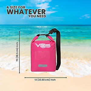 VOS Waterproof Premium Dry Bag - 5L | All-purpose Bag Lightweight Dry Storage Bag Backpack for Travel, Swimming, Boating, Kayaking, Camping, Beach (Pink)