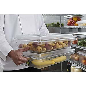Rubbermaid Commercial Products Large Shallow Food Storage Container for Kitchen Restaurant Use, 5 Gallon Clear, 26 x 18 x 3.5 inches