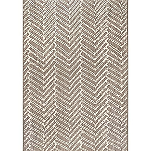 nuLOOM Macklin Herringbone Indoor/Outdoor Area Rug, 5' 3" x 7' 6", Brown