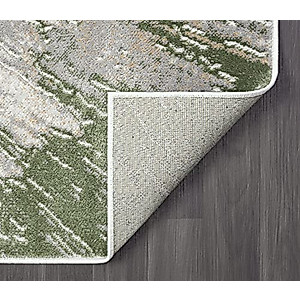 Abani Atlas 8'x10' Green/Grey Area Rug, Abstract Splash - Durable Non-Shedding - Easy to Clean