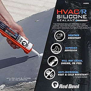 Red Devil 089650 Extreme Temperature HVAC/R Silicone Sealant, Long-Lasting Weather-Resistant Adhesive, 280 ml, Aluminum, 1-Pack