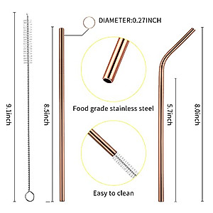 SENYI 8 stainless steel metal straws, colorful beverage straws, reusable straws, suitable for 20-ounce cups. 8.5x0.27x0.27, Stainless Steel,Colorful