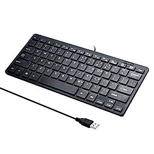 I Focus Mini 78 Keys Wired Keyboard - with Keyboard Cover Computer keypad for Laptop MAC Windows 10/8 / 7 / Vista/XP(Black+Keyboard Film)