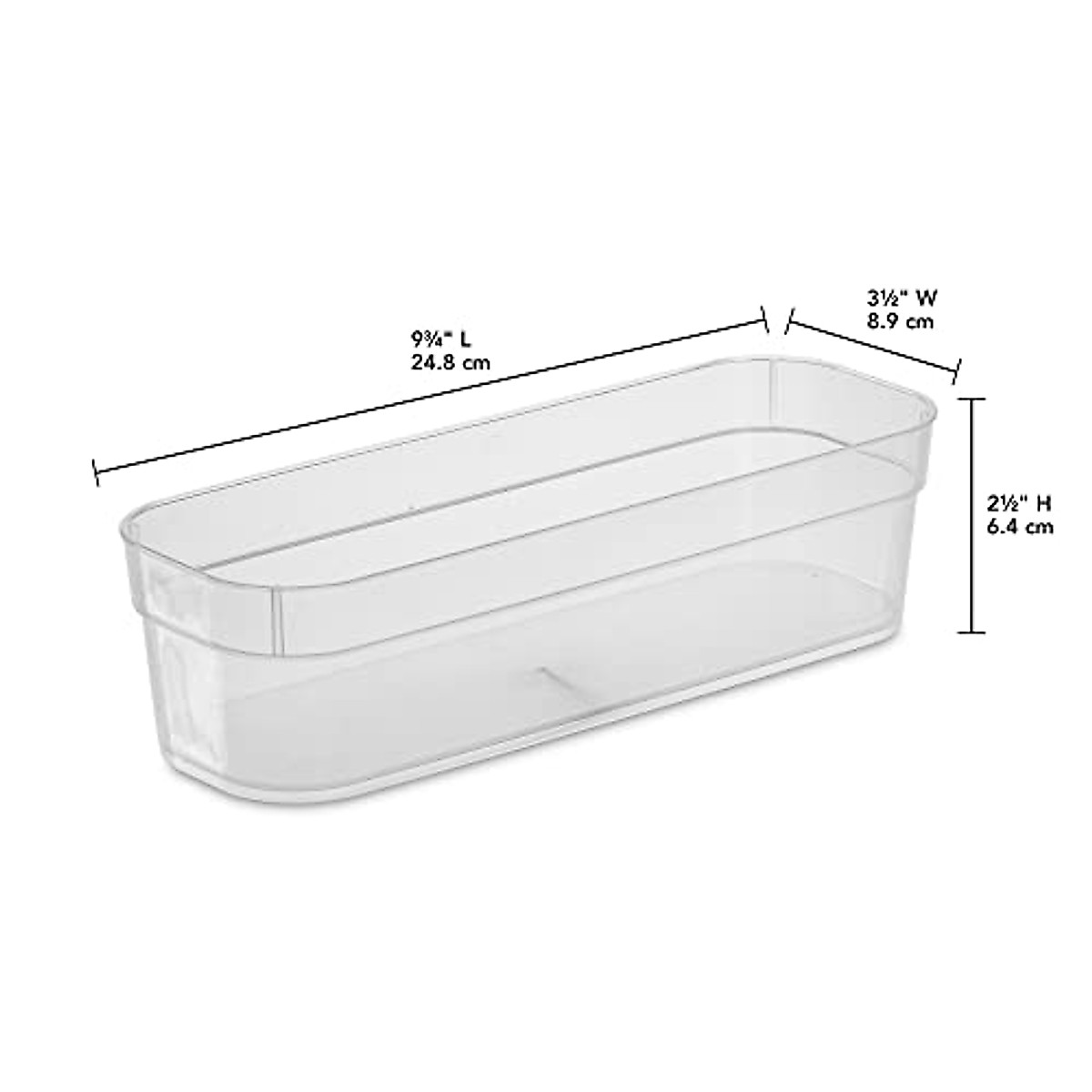 Sterilite 13538608 Narrow Storage Trays with Sturdy Banded Rim and Textured Bottom for Desktop and Drawer Organizing, Clear (24 Pack)